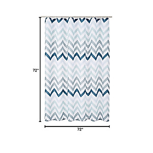 Amazon Basics Fabric Shower Curtain with Grommets and Hooks - 72 x 72 Inch, Blue Ombre Chevron