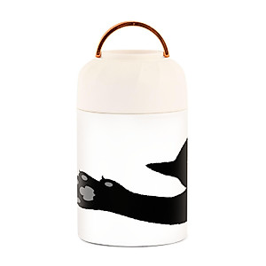 CUPADA Cat Paw Food Jar for Hot and Cold, Black Cat Insulated Food Jars Vacuum 17OZ with Folding Spoon for Work Trip Picnic Camping