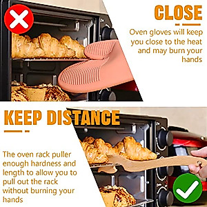 Shinelingee Oven Rack Puller, Wood Oven Rack Push Pull Tool, Prevent Scalding, Pull out Hot Racks Safely, Long Handle Toaster Oven Accessories,Suitable For Kitchen Oven, Toaster oven, Air fryer,etc (2)