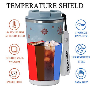 GEMFUL Christmas Coffee Tumbler Screw on Lid 510 ml Stainless Steel Thermal for Women Friends or Coworker