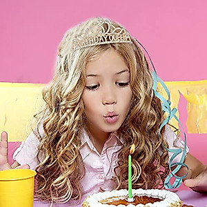 AOPRIE Birthday Crown for Women Birthday Queen Sash for Women Birthday Tiara for Women Birthday Girl Headband Princess Crown Rhinestone Happy Birthday Accessories Rose Gold