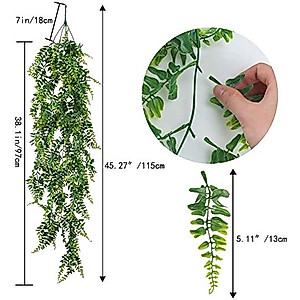 XHXSTORE 3.77 Ft Long Artificial Hanging Plants 2pcs Boston Ferns Faux Ivy Vines UV Resistant Outdoor Plastic Plants for Summer Garden Indoor Home Wall Party Garland Office Decor