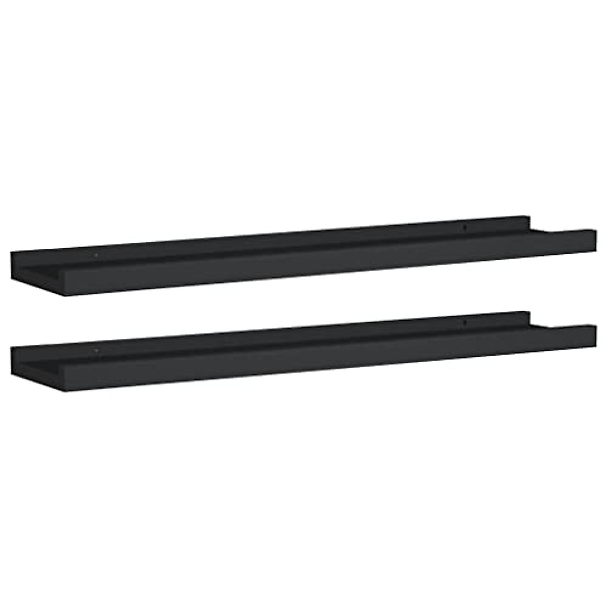 homiuse 2 Pack Floating Shelves 23.6" Wall Shelves for Bathroom Shelf Decor Floating Shelf Bracket Wall Mounted Shelves for Bedroom Picture Frame Ledge Shelves for Wall Storage Small Shelf Black MDF