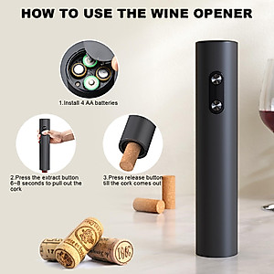 COKUNST Electric Wine Opener, Automatic Corkscrews Wine Bottles Openers, Battery Operated Reusable Wine Remover for Wine Lover Gift Home Kitchen Party
