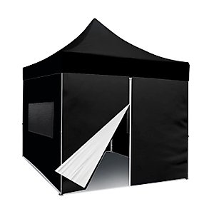 BannerBuzz Pop Up Canopy Tent Privacy 10x10 Emergency Medical Tents Instant Canopy Folding Party Tent with Sidewalls and Mesh Windows with Wheeled Bag (Black)