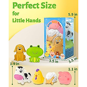 Mold Free Farm Animals Baby Bath Toys for Toddler 1-3, No Hole No Mold Bathtub Pool Toys for 1 2 3 Year Old Boy Girl Gifts, Toddler Water Toys with 6 Animals