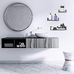 Under.Stated Floating Shelves U Shaped, Rustic MDF with PVC Wall Mounted Display Rack, Multi-Purpose Hanging Shelves Set of 3 (Rustic Grey)