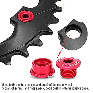 Crank Bolts Aluminum Alloy Crankset Single Chainring Bolts and Nuts for Outdoor Mountain Road (Red)