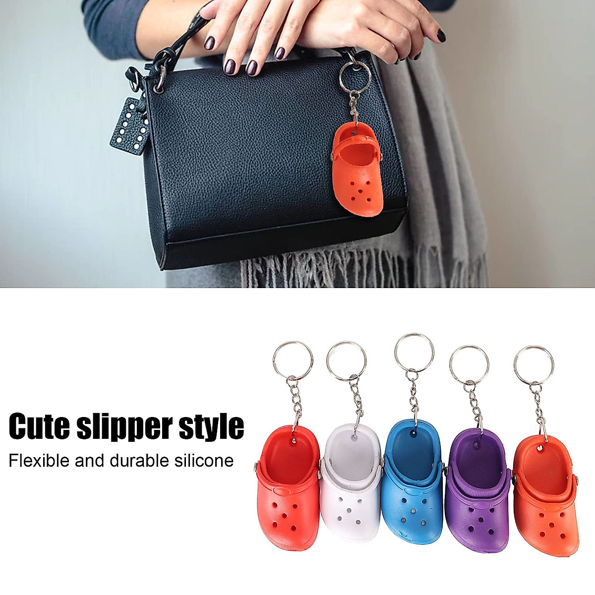 Pssopp 20Pcs Mini Croc Shoe Keychain Slipper Keychain Slipper Key Ring Cute for Backpacks Gifts Cute Shoes Keychain for Kids Boys Girls