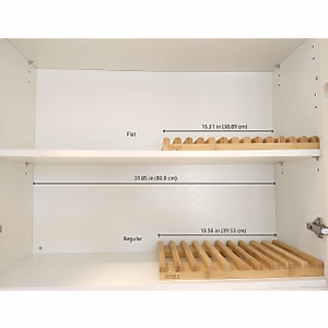 Stock N Wares Bamboo Dish Rack, Regular(0.8" Holder Width 10 Slots), Stylish Low Profile Plate Stand, Dish Drying Rack, Cabinet Plate Stand, 15.56" Lx10 Wx1.38 H (39.53cmx25.40cmx3.49cm)