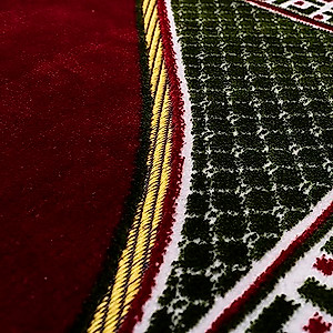 Modefa Turkish Islamic Prayer Rug - Wide Velvet Praying Mat - Multi Person Muslim Janamaz Sajada for Family - Group Praying Carpet - Solid 2 Person (Red)