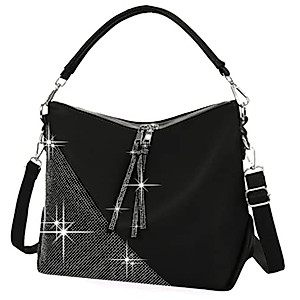 Zzfab Triangle Gem Sparkle Hobo Bag Bling Cross Body Bag