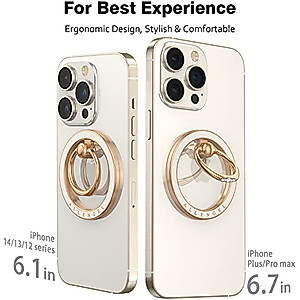 Magnetic Phone Ring Holder for MagSafe - Allengel Magnetic Phone Ring Holder Stand, Adjustable Kickstand for iPhone 14 Pro, 14 Pro Max, 14 Plus, 14, 13 and 12 Series (White Ceramic)