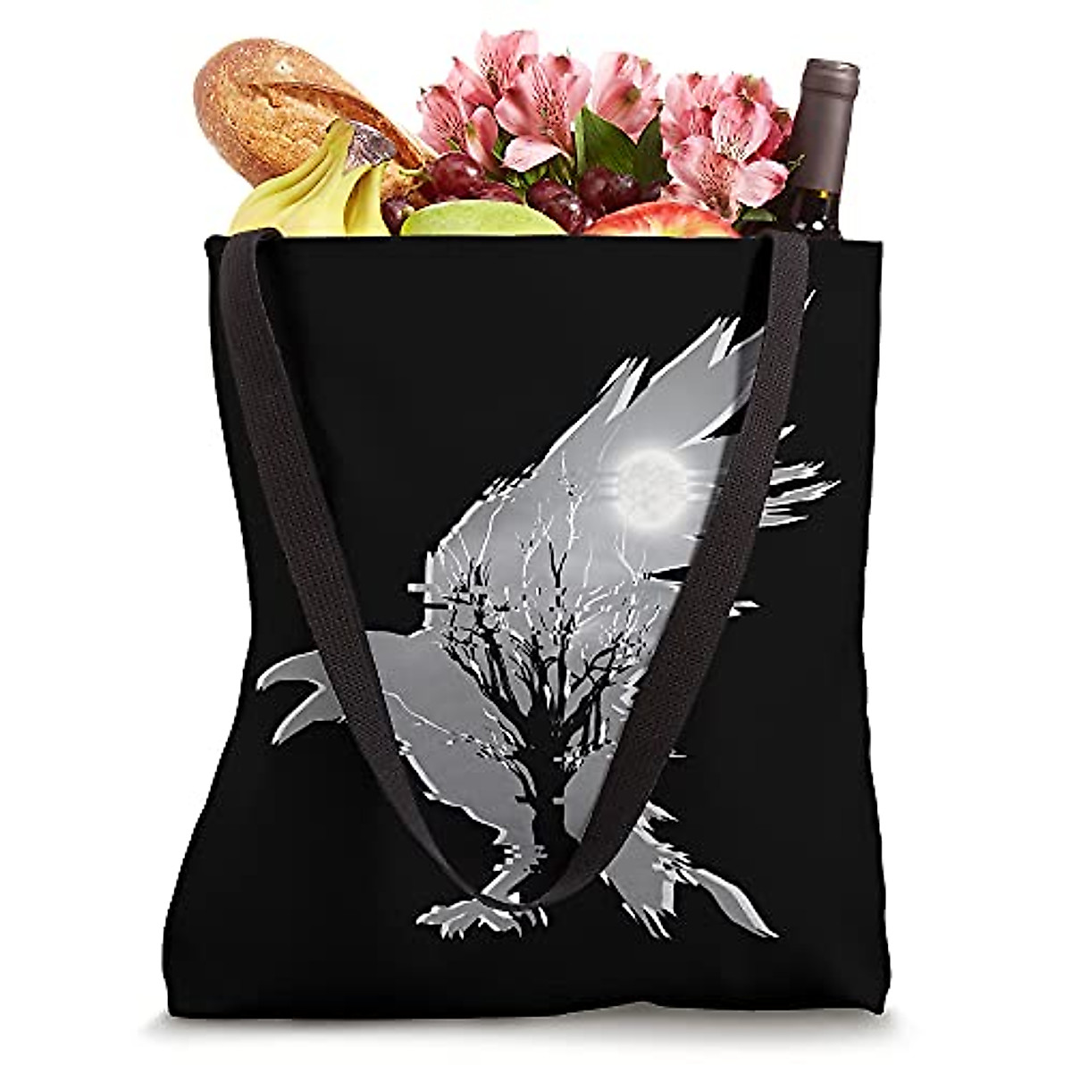 Raven Black Crow Surreal Aesthetic Death Occult Tote Bag