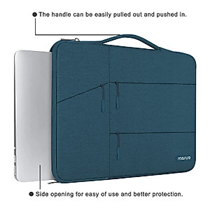 MOSISO 360 Protective Laptop Sleeve Compatible with MacBook Air 13 inch M3 M2 M1 2024-2018 / Pro 13 inch 2024-2016 / Surface Pro 9/8/7/6/X/5/4/3, Polyester Bag with Pockets&Belt, Deep Teal