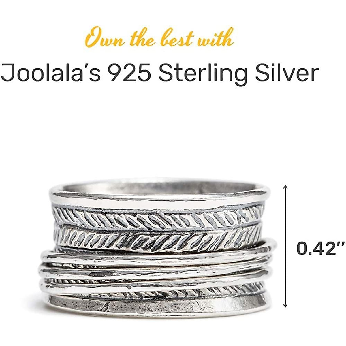 Joolala Spinning Band 925 Sterling Silver Women’s Ring Elegant Stylish Design – Various Models – Gorgeous Oxidized Finish – Ideal Promise Ring, Everyday, Anniversary (8)