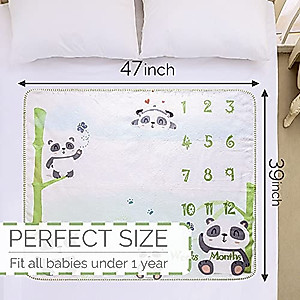 InnoBeta Baby Monthly Milestone Blanket, Flannel Plush Newborn Infant Photo Blanket, for Pictures Photography for Newborn Boys & Girls New Mom Gifts (Panda)