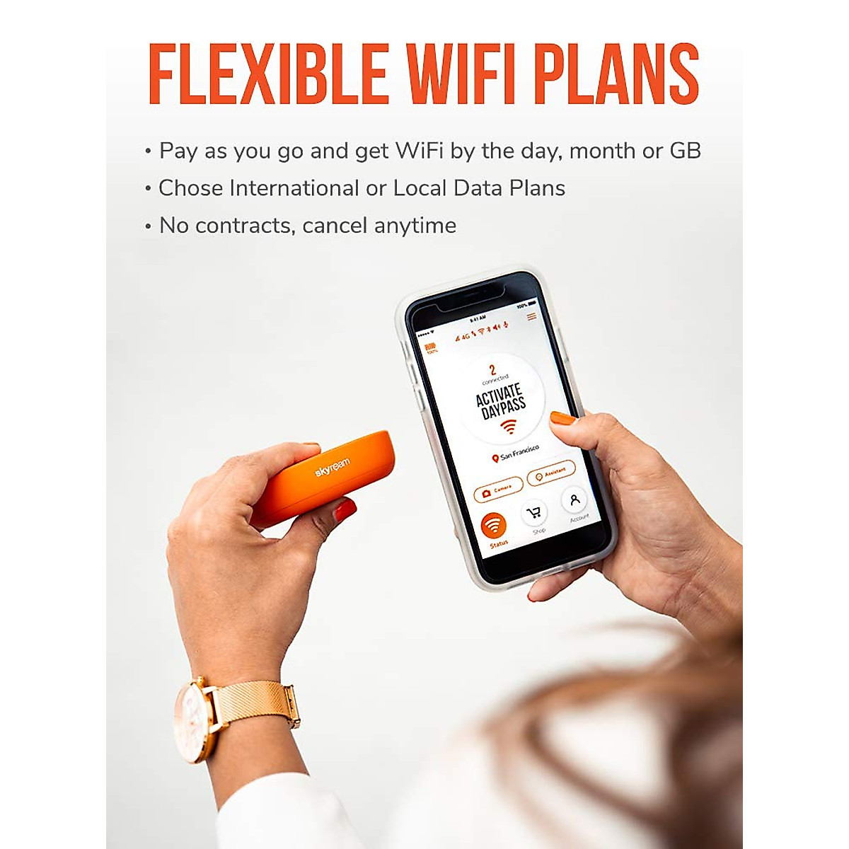 Skyroam Solis X Smartspot | 4G LTE WiFi Mobile Hotspot and Power Bank | Global Coverage | Up to 10 Connected Devices | Built in VPN | Remote Camera | vSIM Technology, No SIM Card Needed | Make a WLAN