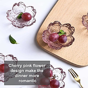 Bettli Glass Bowls Set Cute Sakura Shaped Dish for Snack ice cream Soy Sauce Pack of 8 Pink