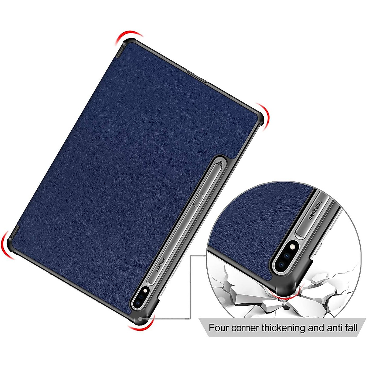 zukof Smart Case for Samsung Galaxy Tab S9+ Plus (2023) 12.4 inch Tablet (SM-X810/SM-X816B/SM-X818U) Slim Stand Protective Folding Cover for Galaxy Tab S9 Plus 12.4" with Auto Wake/Sleep (Dark Blue)
