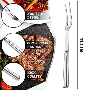 Browne Two Pronged Fork Tine Elite Pot - 11 in Kitchen Carving Fork For Meat - Salad Carving Forks Stainless Steel Heavy Appetizer Dessert Meat Fork - Tasting Forks Silver Flatware Forks For Party