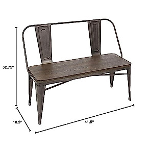 WOYBR Steel, Bamboo Oregon Dining Bench, 18.50" L x 41.50" W x 32.75" H, Antique/Espresso