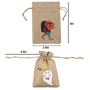 CCINEE 36pcs Burlap Halloween Party Bags Novelty Linen Jute Bags 4" x 6" for Halloween Gifts Packing Party Decoration Supplies