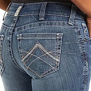 Ariat Female R.E.A.L. Mid Rise Stretch Icon Stackable Straight Leg Jean Rainstorm 30