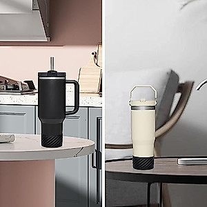 Affute Protective Silicone Boot for Stanley Quencher H2.0 40 oz & IceFlow Flip 20 oz 30 oz and hydroflask 12-24 oz, Anti-Slip Bottle Bottom Sleeve Cover (Black)