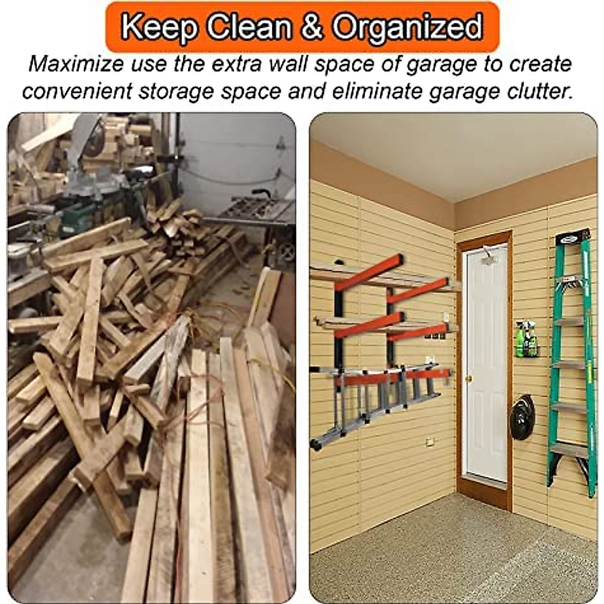 Thanaddo 3-Level Metal Wall Mount Lumber Storage Rack Wood Organizer Rack Lumber Rack Metal Rack Indoor & Outdoor (2PACK)