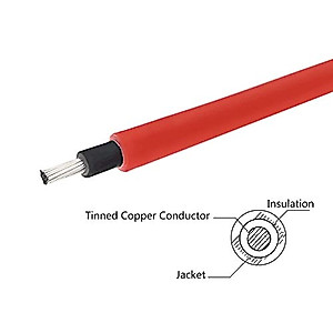 RIOCAN 1 Pair Black + Red 10AWG(6mm²) Solar Panel Extension Cable Wire Connector Solar Adaptor Cable with Female and Male Connectors (5 FT)