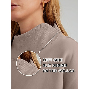 Trendy Queen Womens Oversized Sweatshirts Turtleneck Pullover Long Sleeve Hoodies Tops Fall Fashion Outfits 2024 Clothes CoffeeGrey S