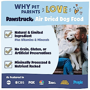Pawstruck All Natural Air Dried Dog Food w/Real Chicken - Grain Free, Made in USA, Non-GMO & Vet Recommended - High Protein Limited Ingredient Wholesome Full-Feed - for All Breeds & Ages - 2lb Bag