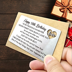 YODOCAMP 18th Birthday Card for Mom from Daughter - Engraved Wallet Card, Just Do Your Best