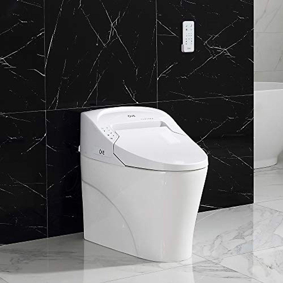 Ove Decors Virtuoso Bidet Toilet Built-in with Tank Elongated, Automatic Flushing, Heated Seat, Soft Close, ECO Mode with Remote Control