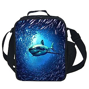 CAIWEI Animal Dinosaur Cat Shark Husky and Dolphin Insulated Lunch Box Cooler Bag (SHARK 1)