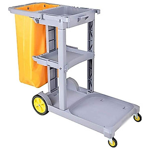 generic Serving Trolley Storage Trolley for Hotel Cleaning Tool Car Hospital Service Cart Linen Truck (Grey)