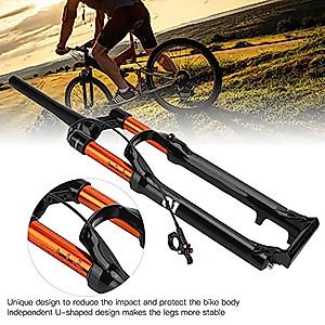 Uxsiya Bike Accessory, Quiet Driving Good Lock Control Air Front Fork Wire Control Front Fork for 27.5in Mountain Bike