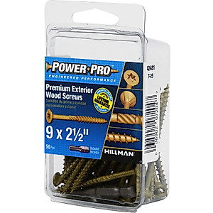 Hillman 42481 Power Pro Premium Exterior Wood Screw, 9 X 2 1/2-Inch, pack of 1 (50ps)