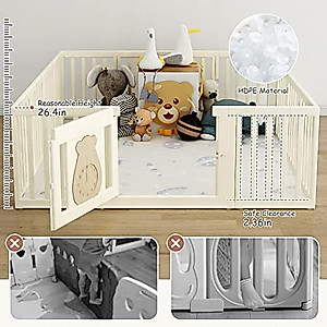 BanaSuper Baby Playpen Large 14-Panel Playard with Play Mat Safe Indoor Baby Fence for Toddlers Sturdy Kids Activity Center with Gate 78.7" x 70.9" x 26.4" 38.7 sq.ft