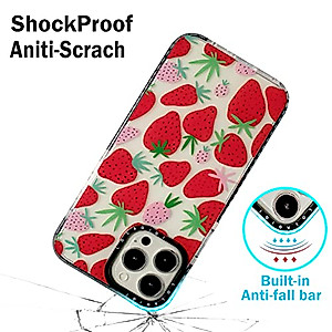 LOLAGIGI for iPhone 14 Pro Case for Women, Cute Strawberry Print Girly Design Kawaii Fruit Cartoon Pattern for Girls Teens Soft Clear TPU Case Cover for iPhone 14 Pro (6.1")