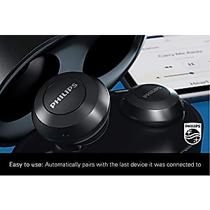 Philips T8505 True Wireless Earbuds, Hybrid Active Noise Canceling (ANC), Bluetooth 5.0 Voice Assistant, IPX4 Splash Resistant, App Control, USB-Charging, Wireless Charging case Included (TAT8505BK)