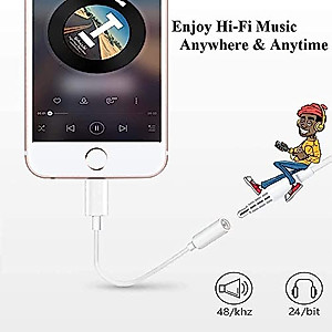 3 Pack Lightning to 3.5 mm Headphone Jack Adapter, Apple MFi Certified Veetone iPhone Audio Dongle Cable Earphones Headphones Converter Compatible with iPhone 12/12 Pro/11/11 Pro/X/XR/XS/XS Max/8/7