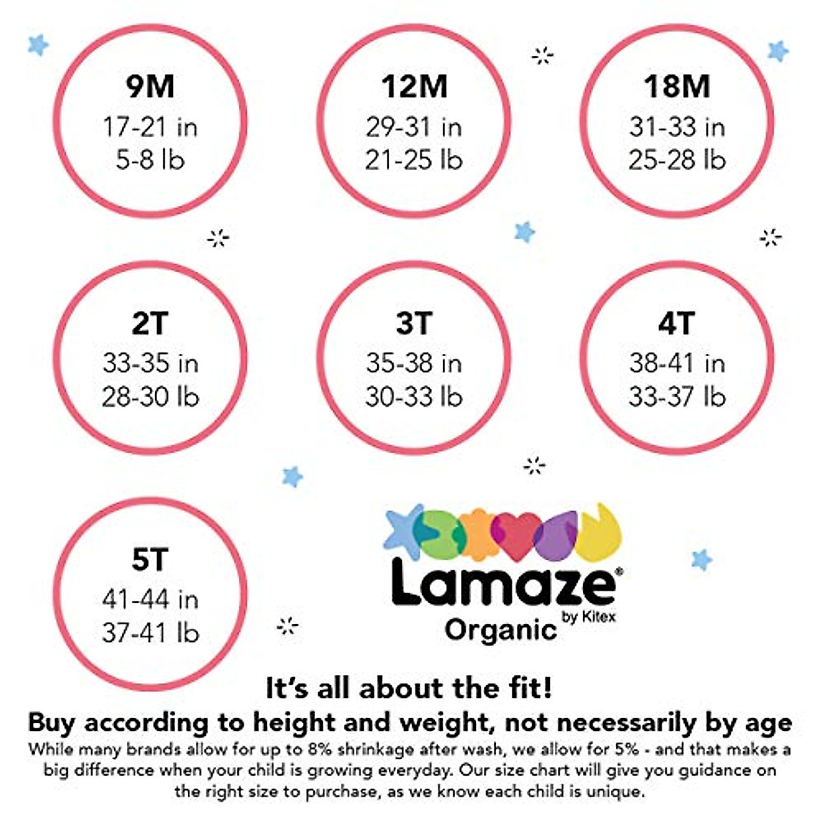 Lamaze Organic Baby Baby Girls' Toddler Short Sleeve Tight Fit Sleepwear, Pink Watermelon Circles, 2T