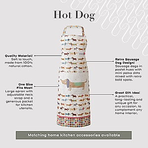 Ulster Weavers Hot Dog Cotton Apron - With Fun, Restro Sausage Dog Hand Drawn Design - For Kitchen and Barbecue - Cooking Gifts for Bakers & Chefs - Homeware & Kitchenware Range
