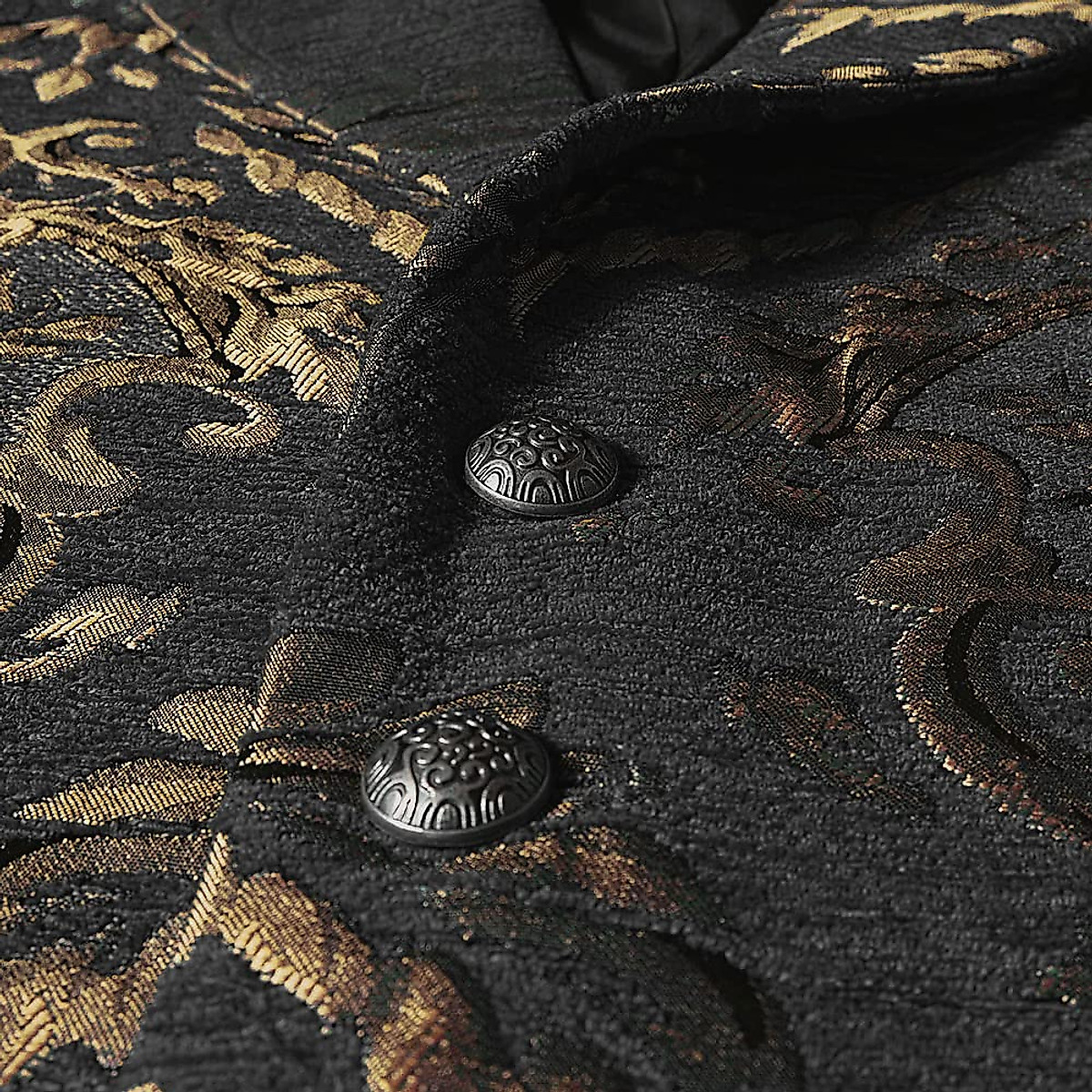 Mens Steampunk Vest Gothic Corset Waistcoat Victorian Masquerade Outfit Dress Jacquard Goth Suit Costume(Black,Large)