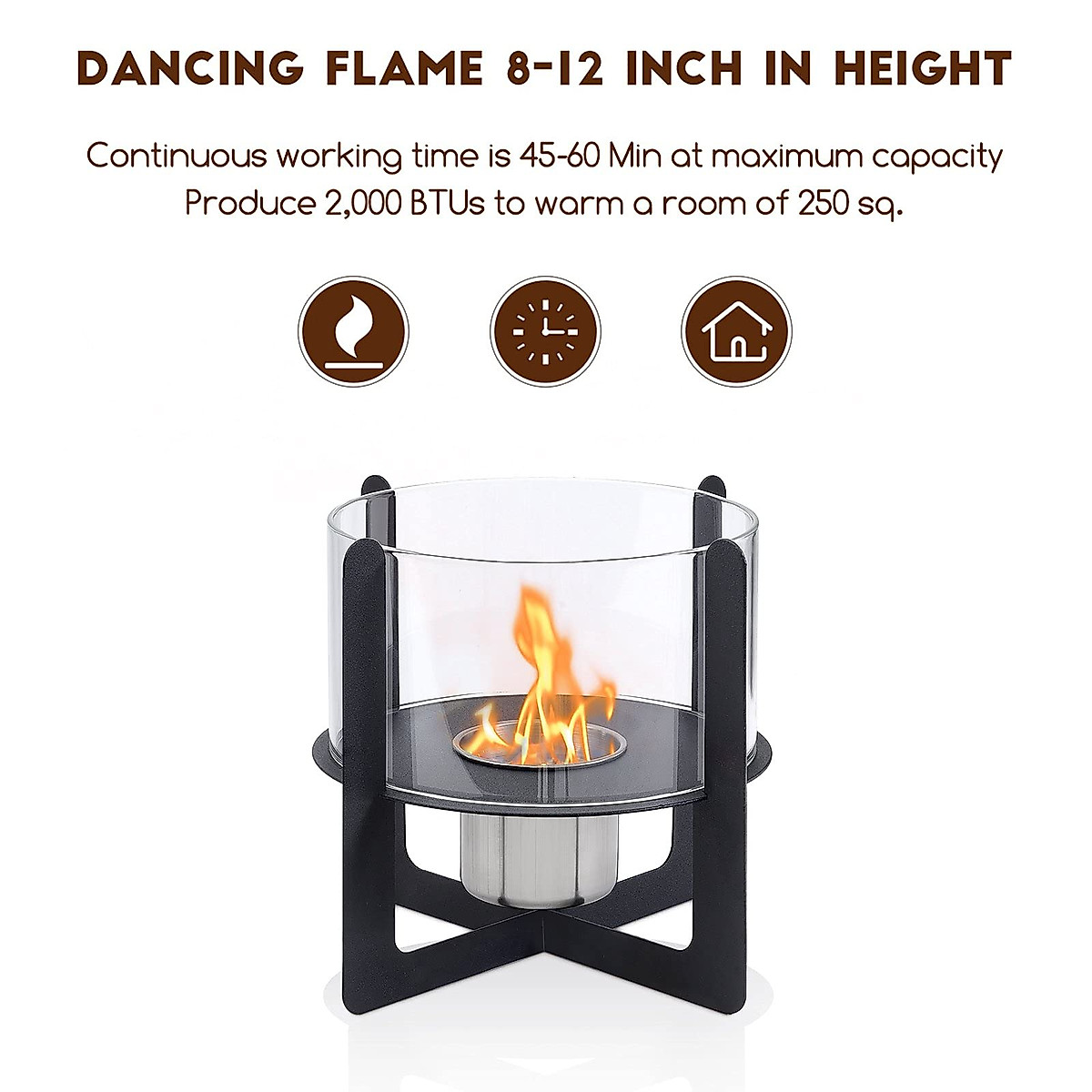 BRIAN & DANY Tabletop Portable Ethanol Fireplace, Indoor Clean-Burning Ventless Firepit
