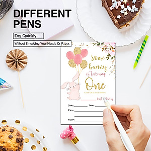 Soiceu Bunny 1st Birthday Party Invitations with Envelopes Set of 20 Pink Floral Bunny First Birthday Party Invites Fill in Blank