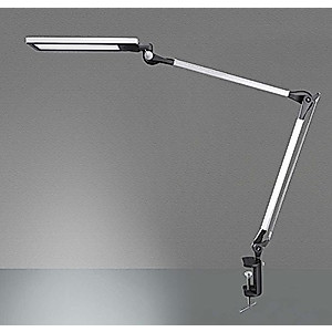 PHIVE LK-1 Metal Architect Swing Arm LED Desk Lamp / Table Lamp with Clamp (Eye-Care Technology, Dimmable, 6-Level Dimmer / 4 Lighting Modes with Touch Control, Memory Function) Task Light