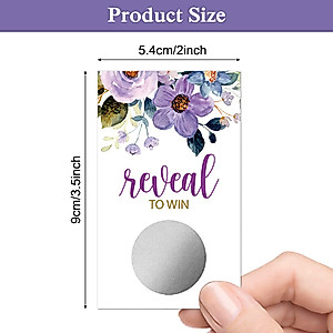 Haizct 50 Pack Purple Flowers Bridal Shower Scratch Off Game Cards for Country Wedding, Bridal Shower, Bridal Lottery Tickets, Wedding Shower Ideas, Baby Shower